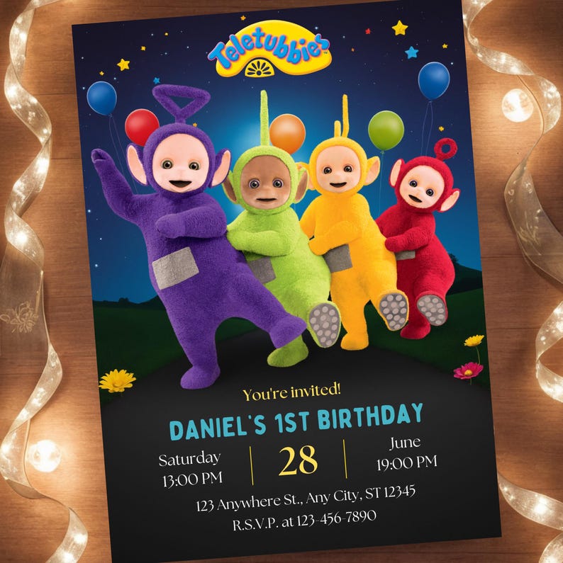 Teletubbies Birthday Invitation Digital Birthday Party Teletubbies Invitation Instant Download ...