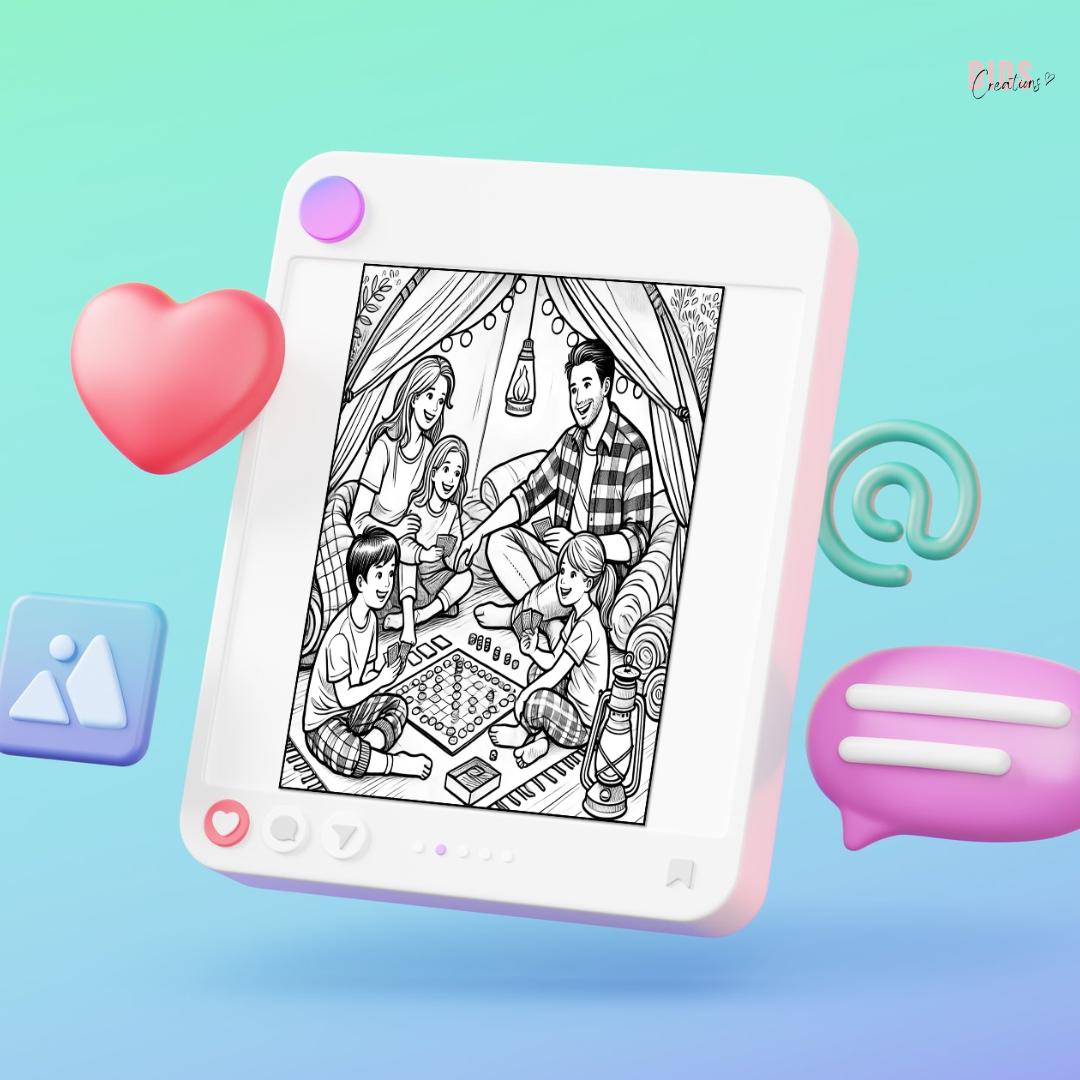 Family Adventure Coloring Pages | Fun Outdoor Activities | Camping ...