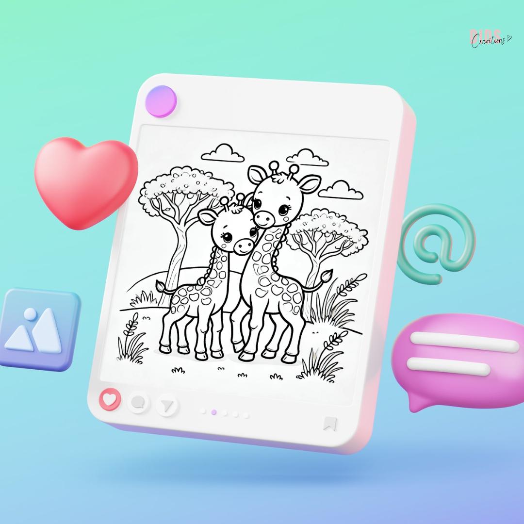 Jungle Friends Coloring Pages for Kids - Printable Animal Coloring Book ...