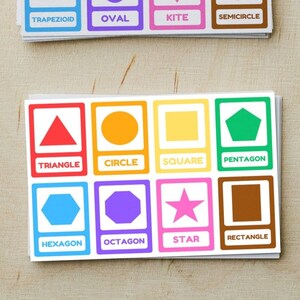 20 Rainbow Shapes Flash Card Geometric Flash Cards Montessori Materials ...