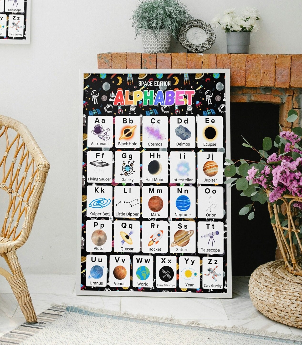 Space Alphabet Poster Educational Wall Art Classroom Decor Bedroom ...