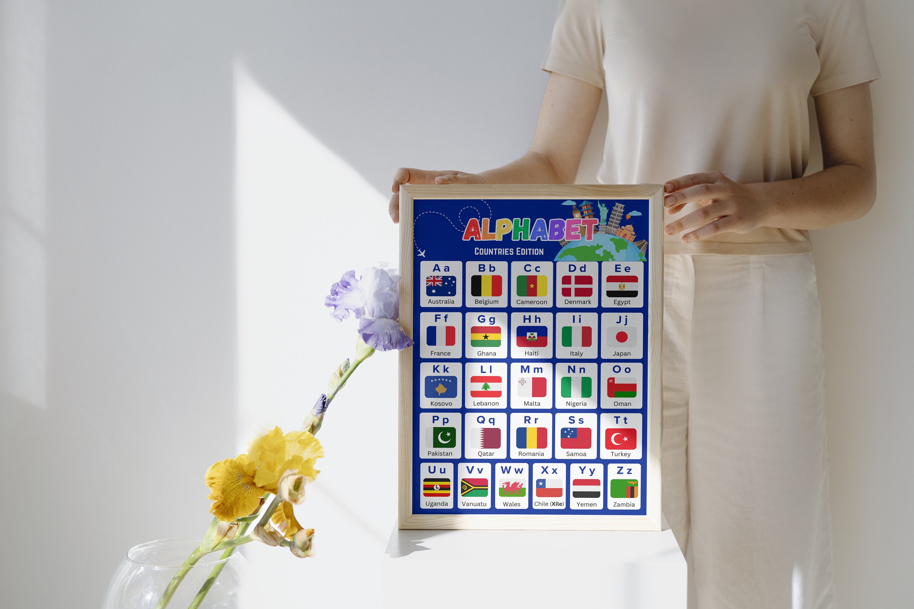Countries Alphabet Poster Educational Wall Art Classroom Decor Bedroom ...