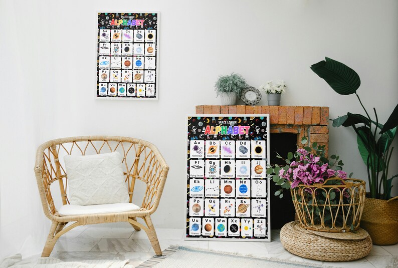 Space Alphabet Poster Educational Wall Art Classroom Decor Bedroom ...