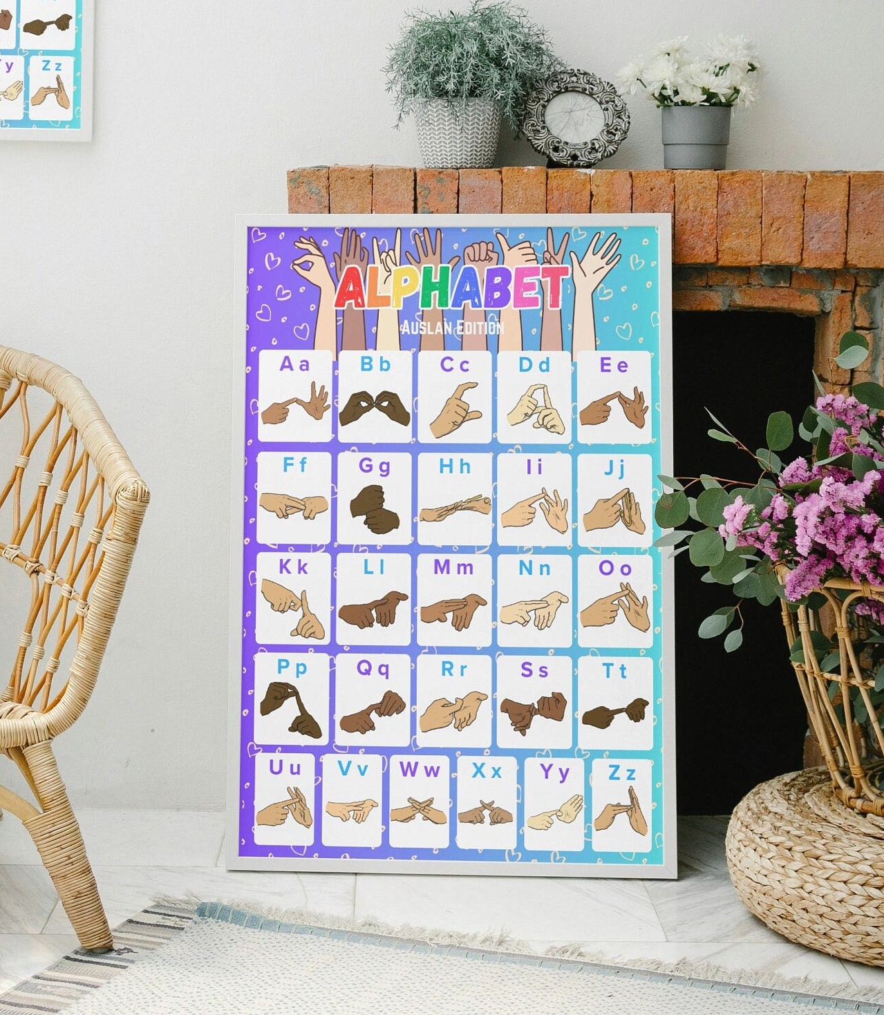 Auslan Alphabet Poster Educational Wall Art Classroom Decor Bedroom ...