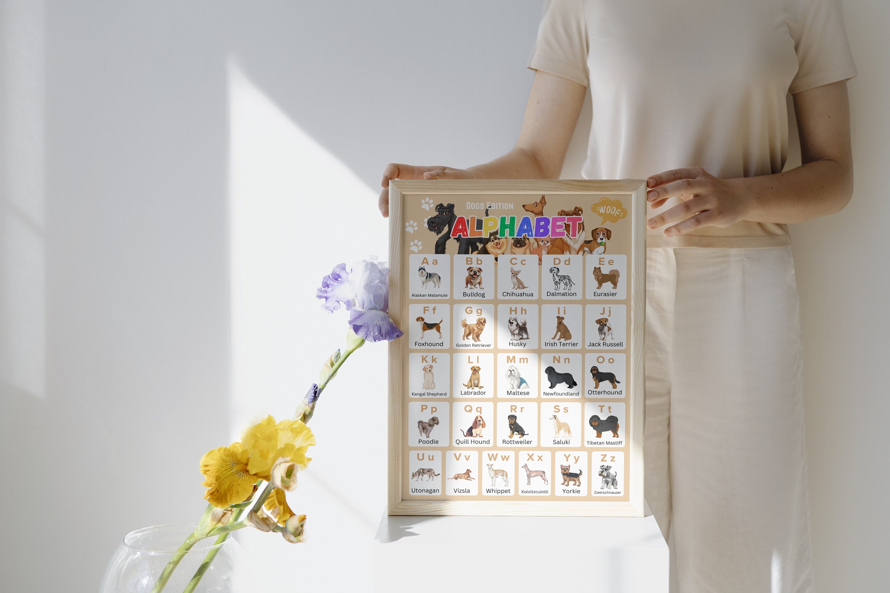 Dogs Alphabet Poster Educational Wall Art Classroom Decor Bedroom Decor ...