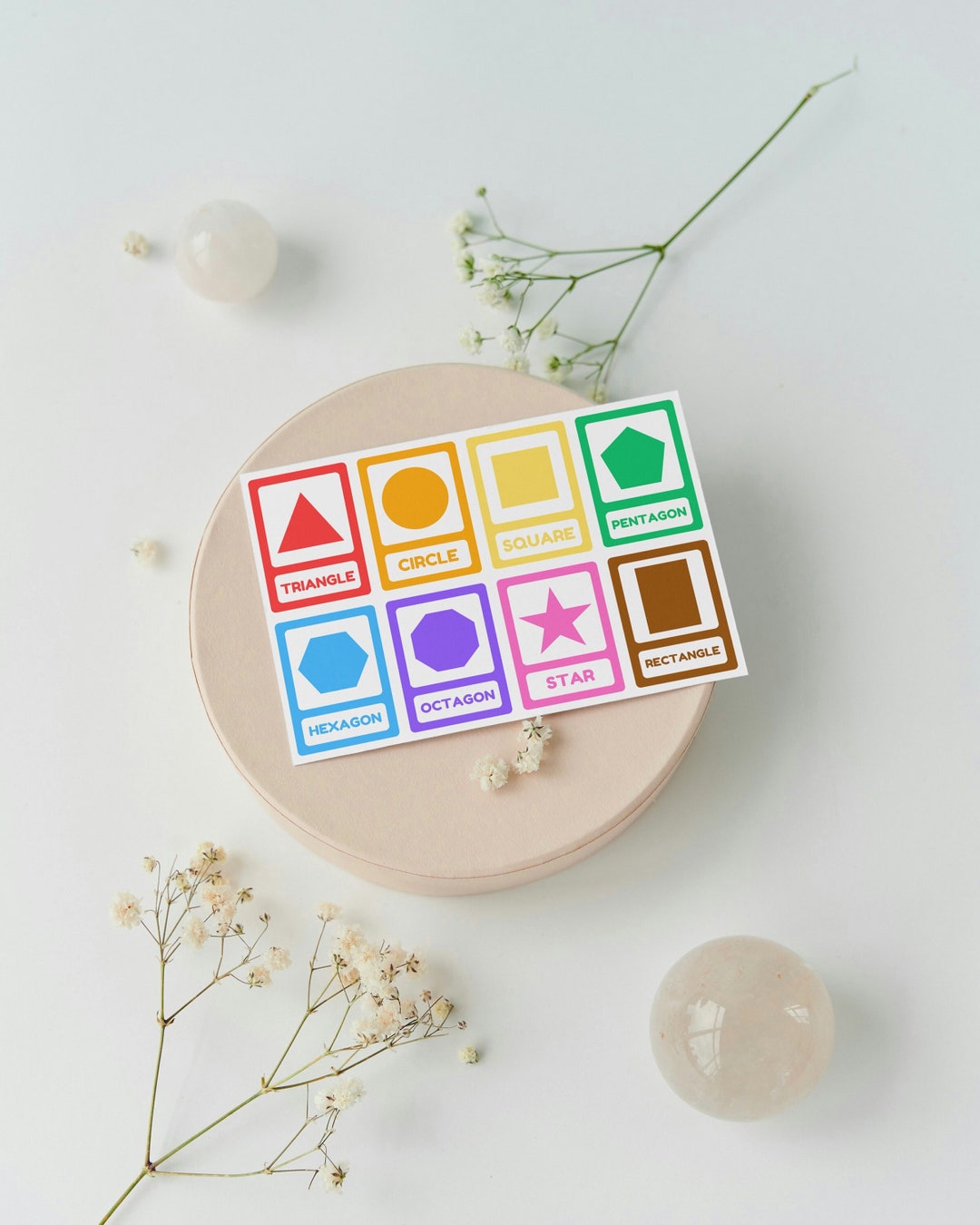 20 Rainbow Shapes Flash Card Geometric Flash Cards Montessori Materials ...