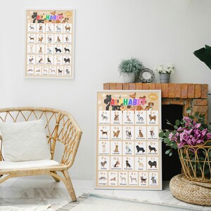 Dogs Alphabet Poster Educational Wall Art Classroom Decor Bedroom Decor ...