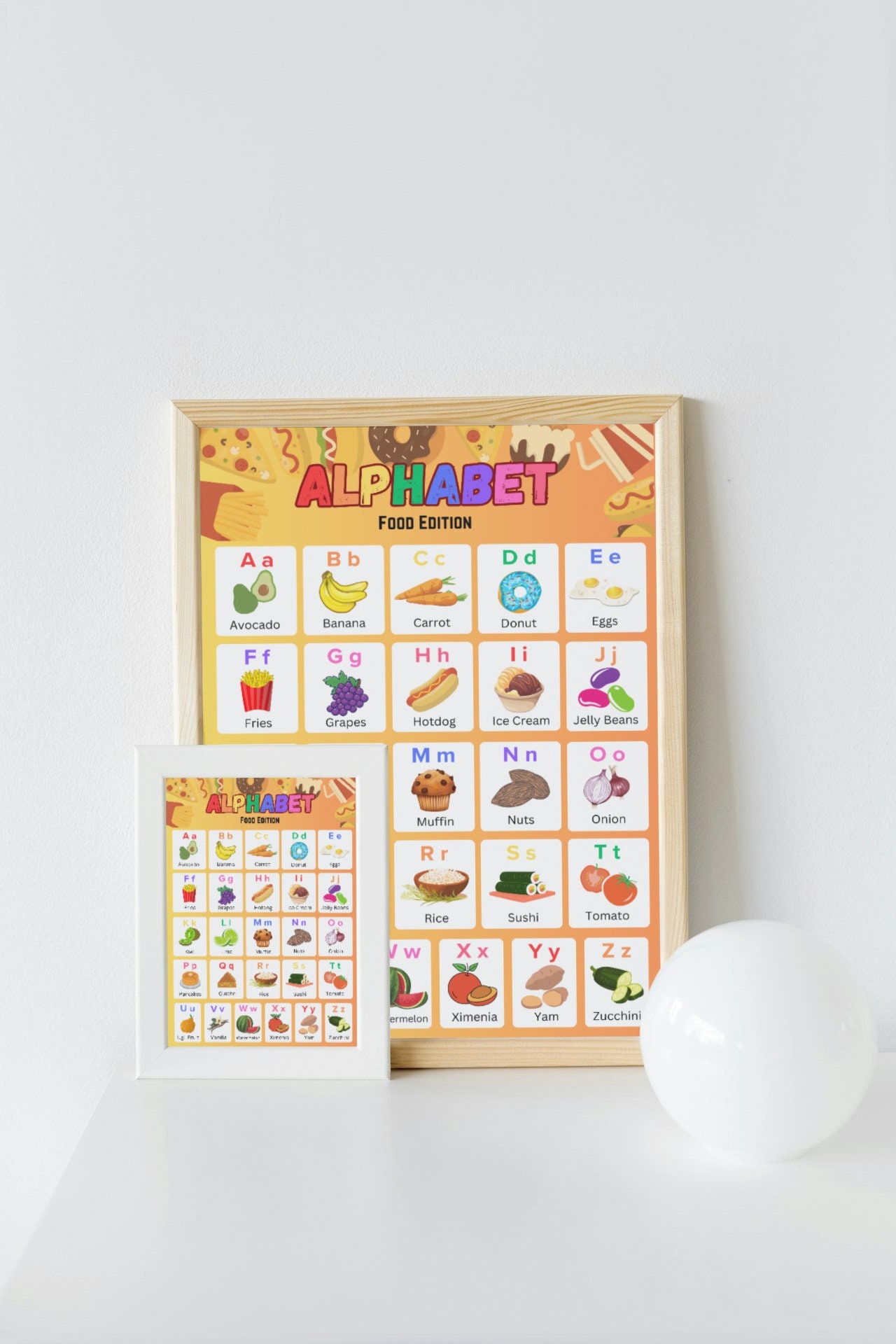 Food Alphabet Poster Educational Wall Art Classroom Decor Bedroom Decor ...