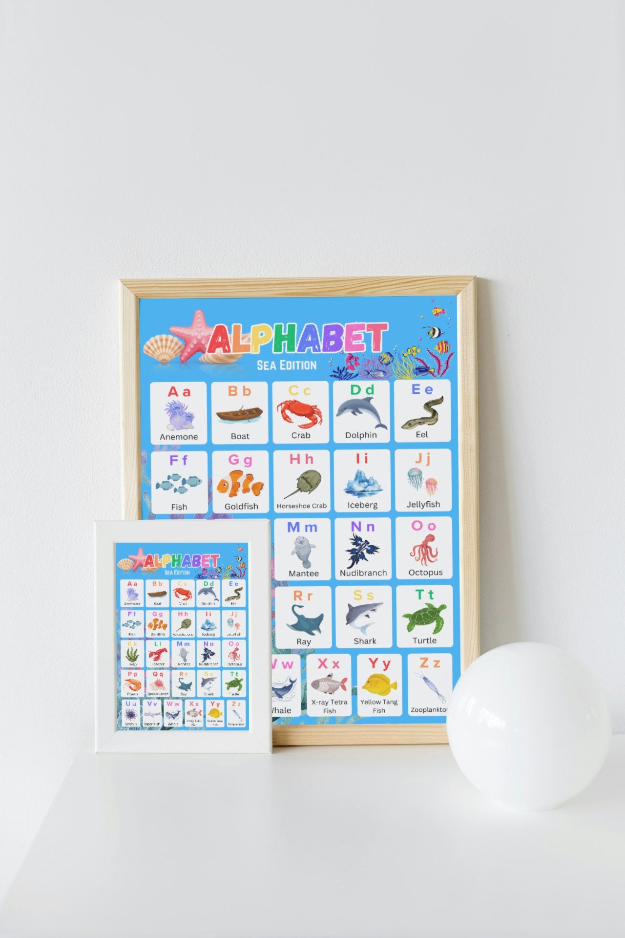 Sea Alphabet Poster Educational Wall Art Classroom Decor Bedroom Decor ...