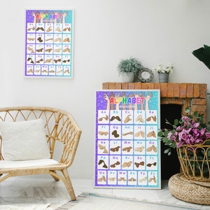 Auslan Alphabet Poster Educational Wall Art Classroom Decor Bedroom ...