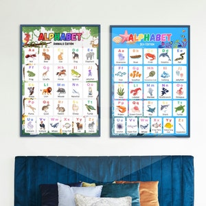 Animals Alphabet Poster Educational Wall Art Classroom Decor Bedroom ...