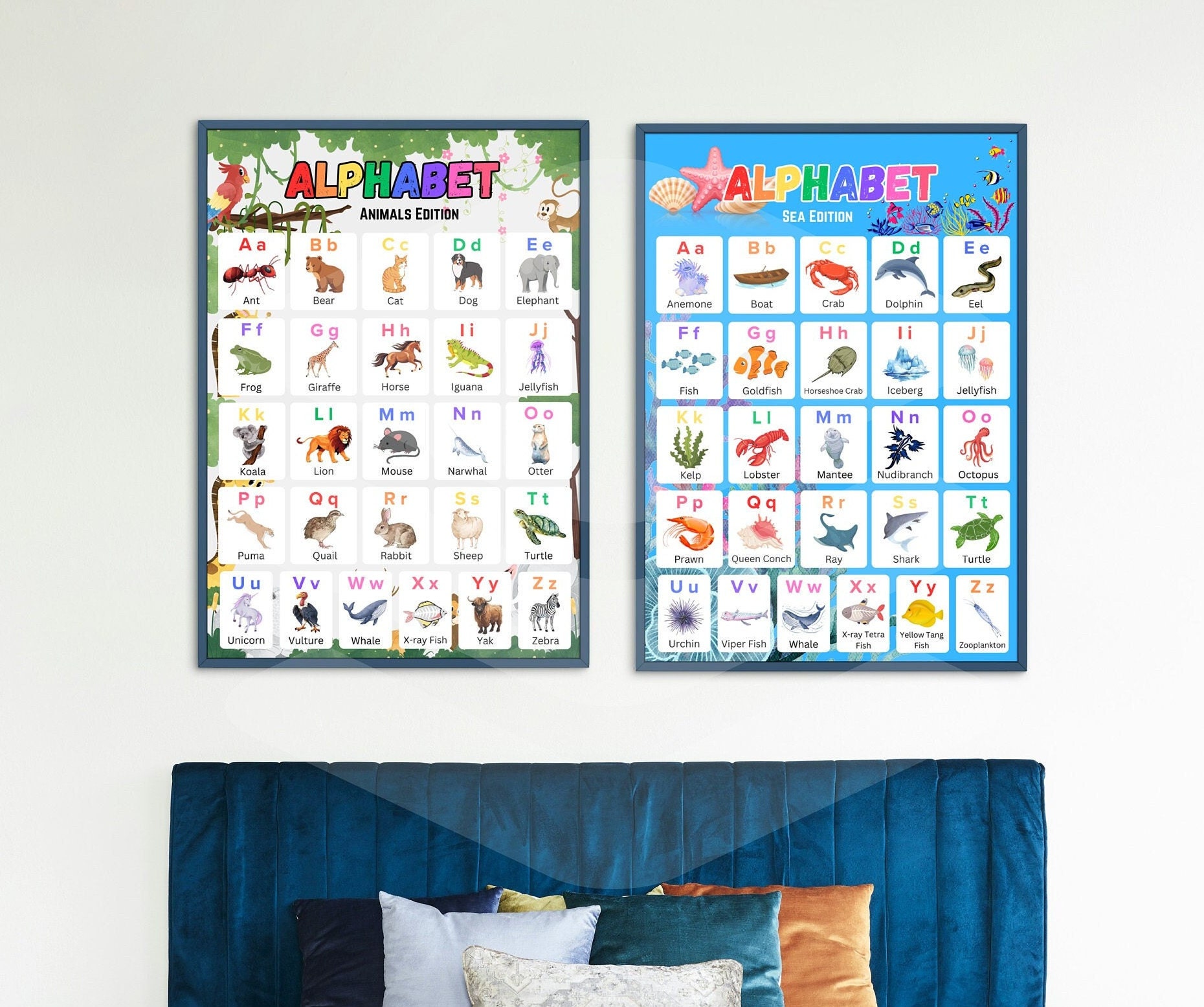 Animals Alphabet Poster Educational Wall Art Classroom Decor Bedroom ...
