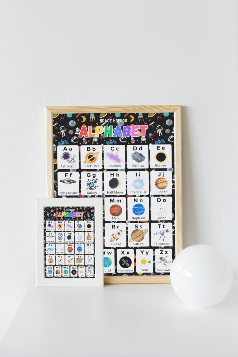 Space Alphabet Poster Educational Wall Art Classroom Decor Bedroom ...