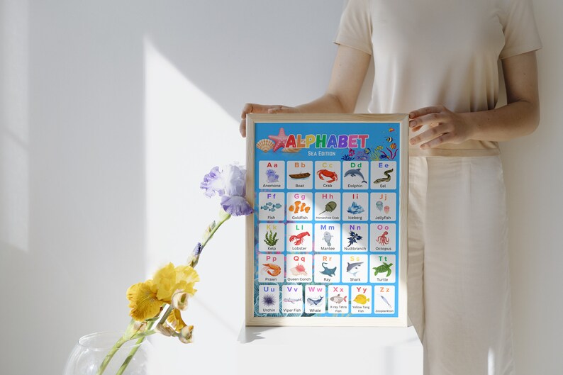 Sea Alphabet Poster Educational Wall Art Classroom Decor Bedroom Decor ...