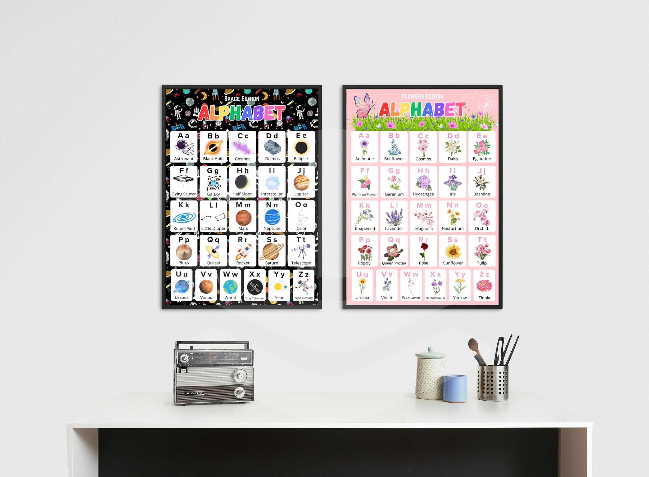 Space Alphabet Poster Educational Wall Art Classroom Decor Bedroom ...