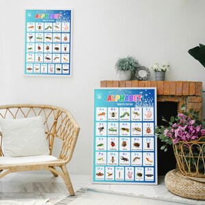 Insects Alphabet Poster Educational Wall Art Classroom Decor Bedroom ...