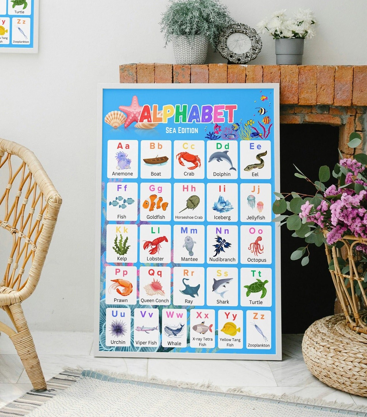 Sea Alphabet Poster Educational Wall Art Classroom Decor Bedroom Decor ...