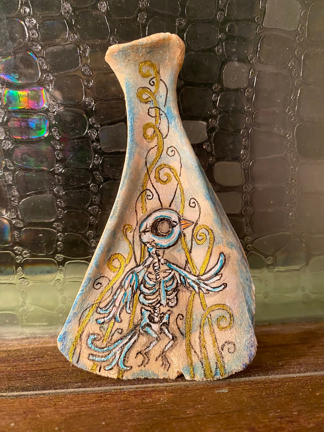 Original Artwork - Bone Art - Scapula With Bird Skelly - Etsy