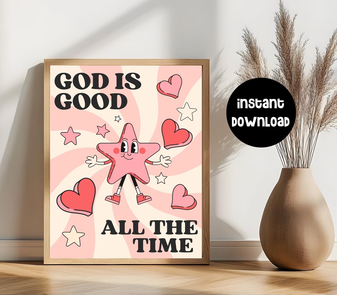 Retro God is Good Wall Art Print, Gift for Mom, Christian Groovy ...