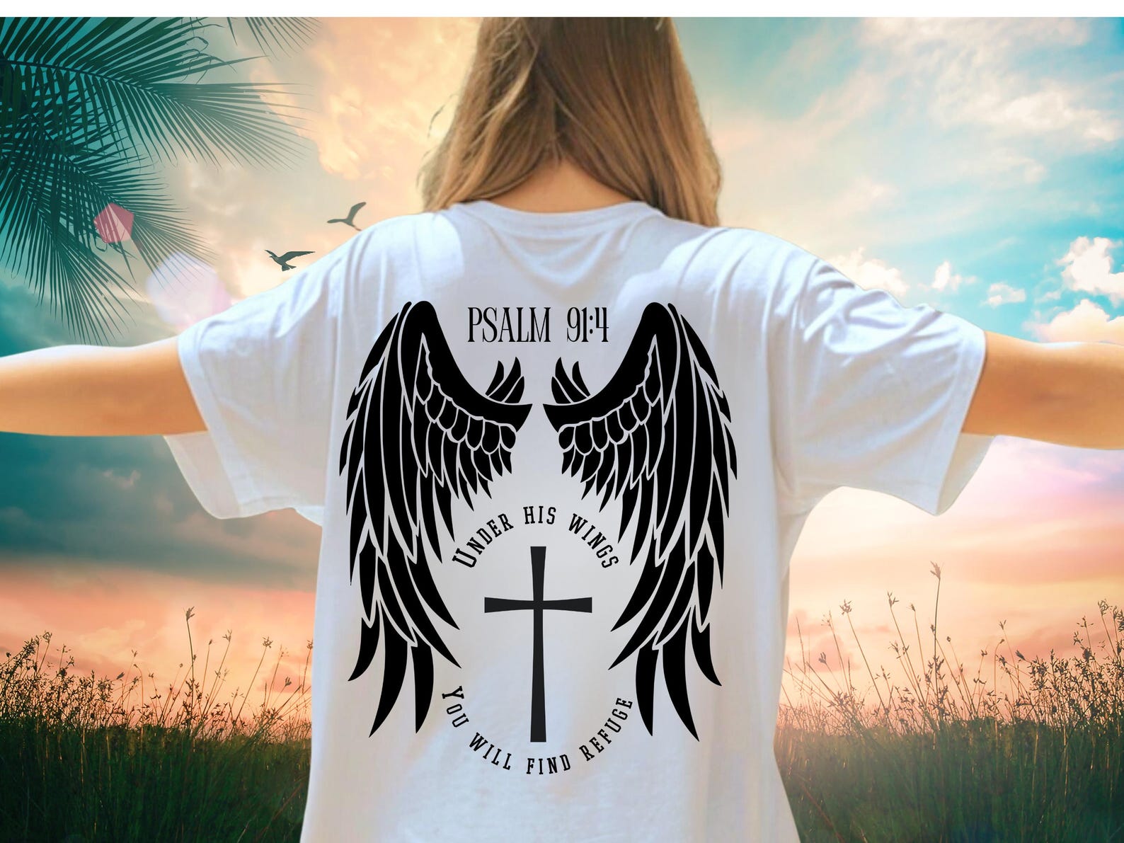 Christian Scripture Verse Png Angel Wings Design, Religious Tshirt Art ...