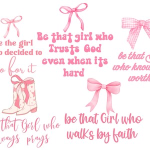 Pink Coquette Christian Bow PNG Religious Affirmation, Godly Quotes ...