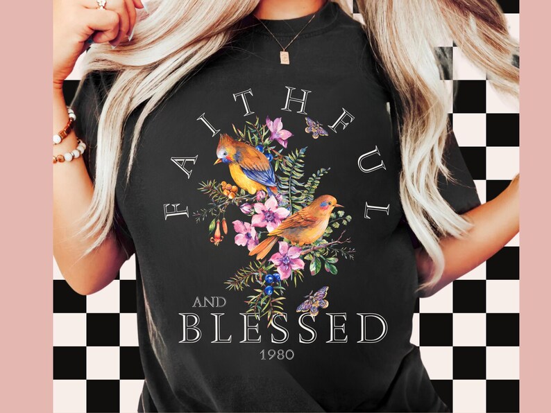 Faithful Blessed Garden Png Floral Birds Design, Gift for Mom, Gift for ...