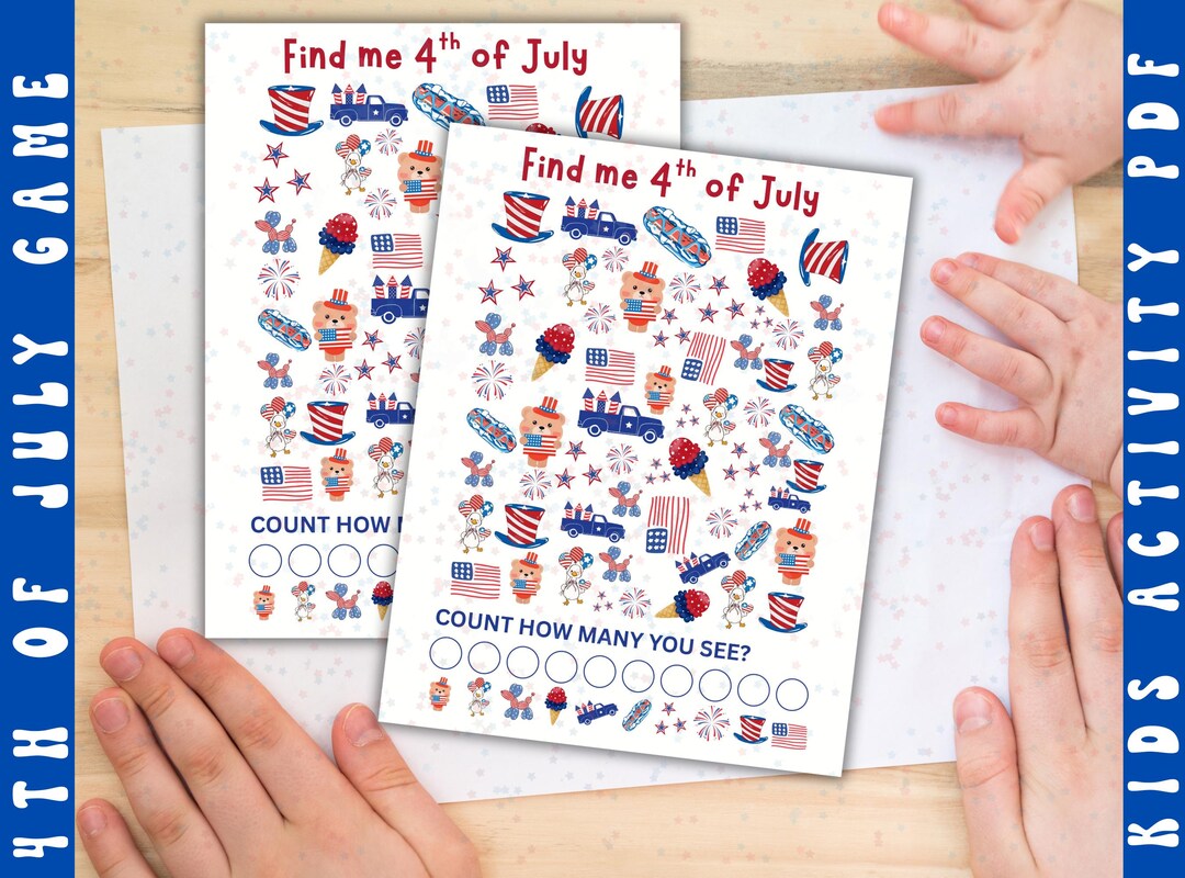 4th of July Kids Counting Game PDF Find Me How Many Math Activity ...