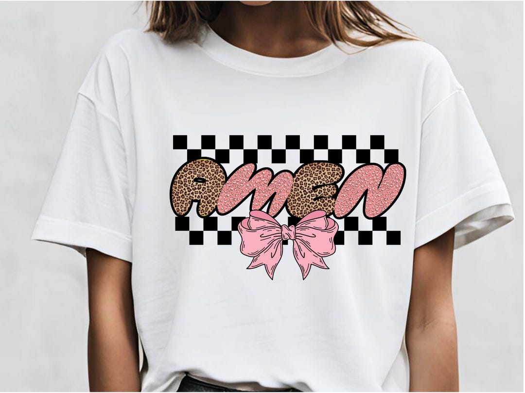 Christian Amen Checkered Png Coquette Faith Based Png Gift for Mom Art ...