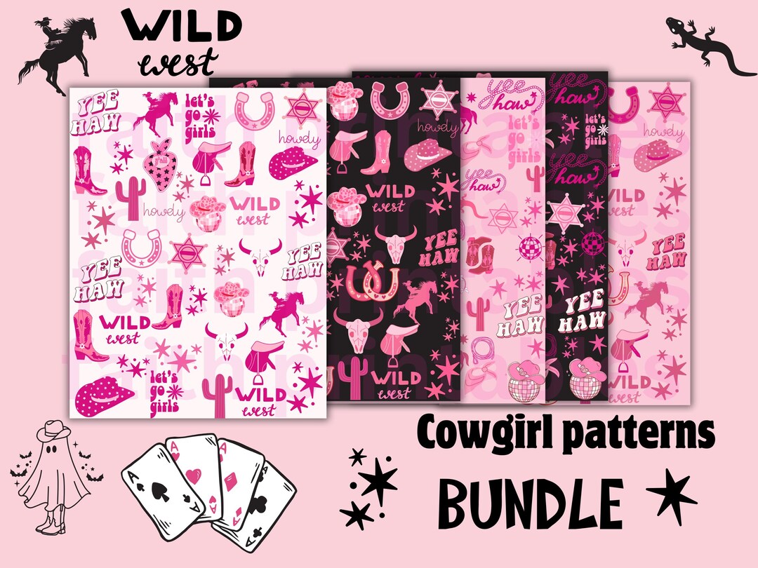 Cowgirl Boots Seamless Pattern Png Gift for Mom, Gift Wrap Png, Western ...