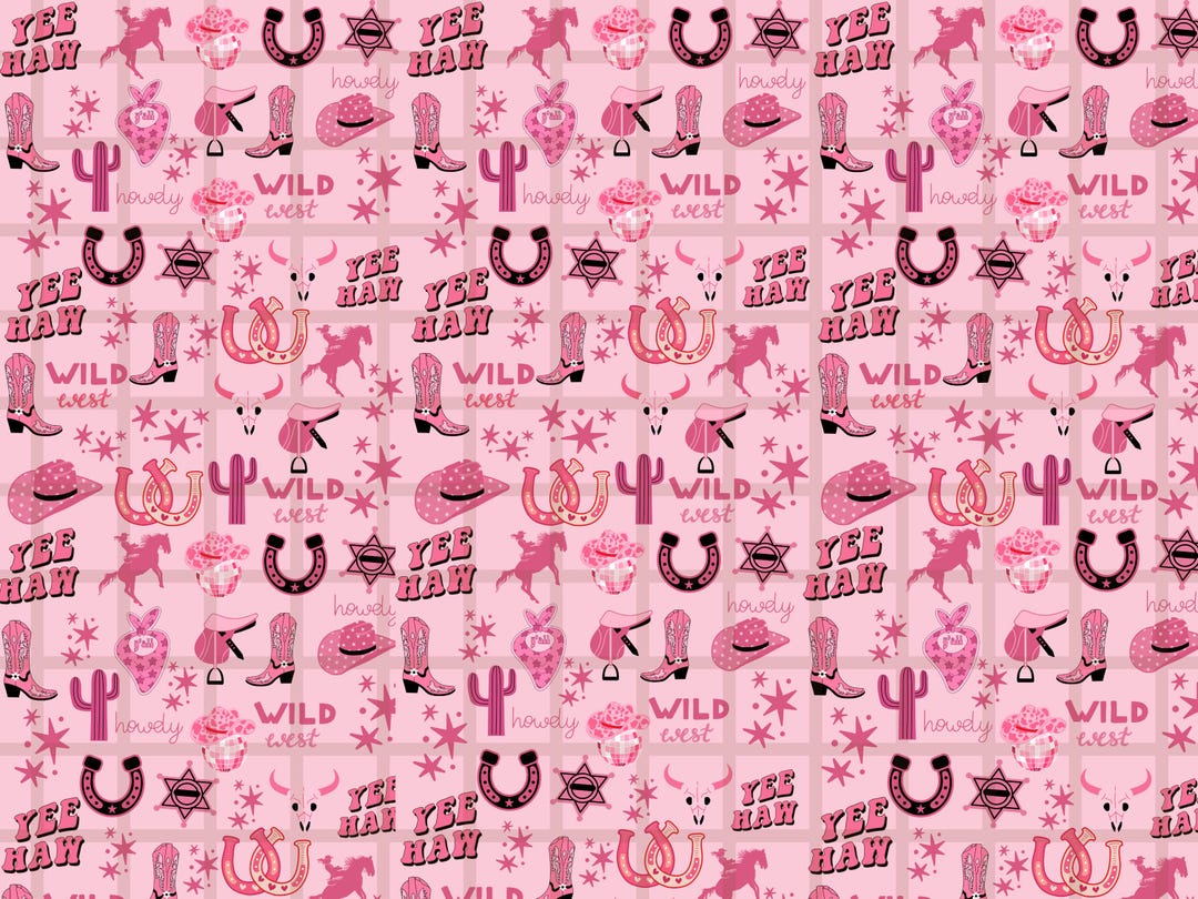 Pink Western Pattern Png, Gift Wrap for Country Mom, Cactus Boot Lover ...