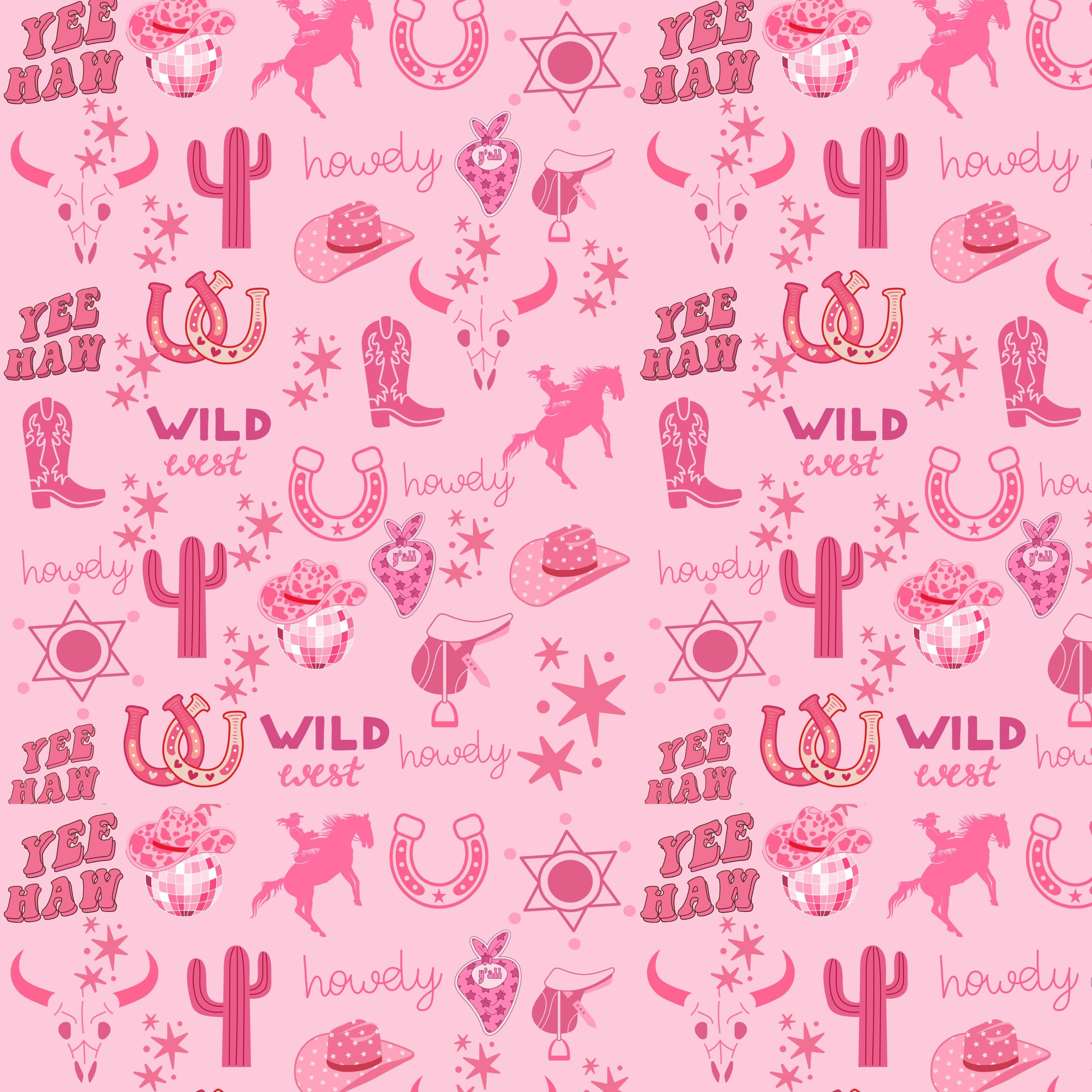 Pink Cowgirl Cactus Seamless Pattern, Western Boots Lover, Gift for Mom ...
