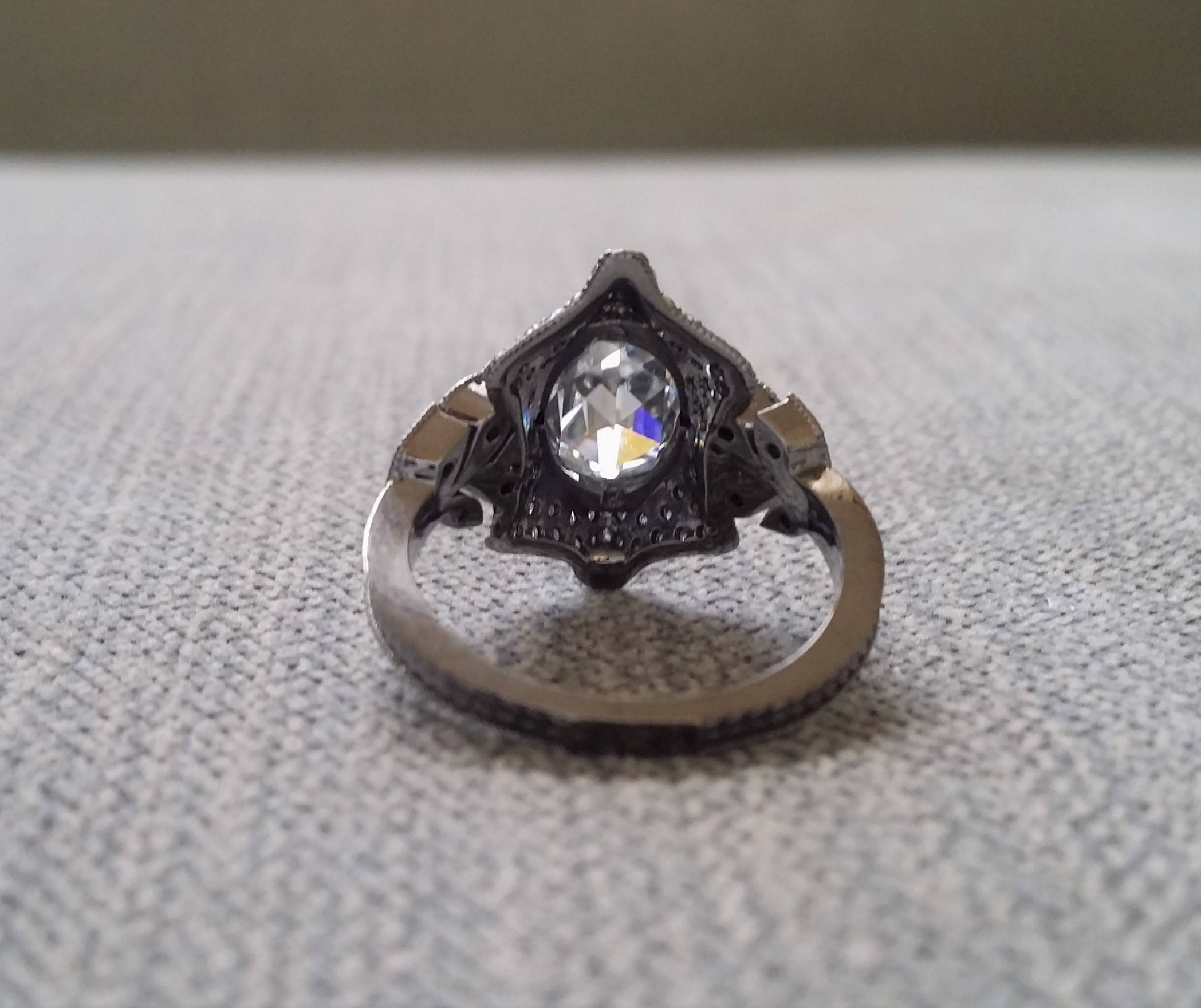 Double Rose Cut All G-H Moissanite Gemstone Engagement Ring | Etsy