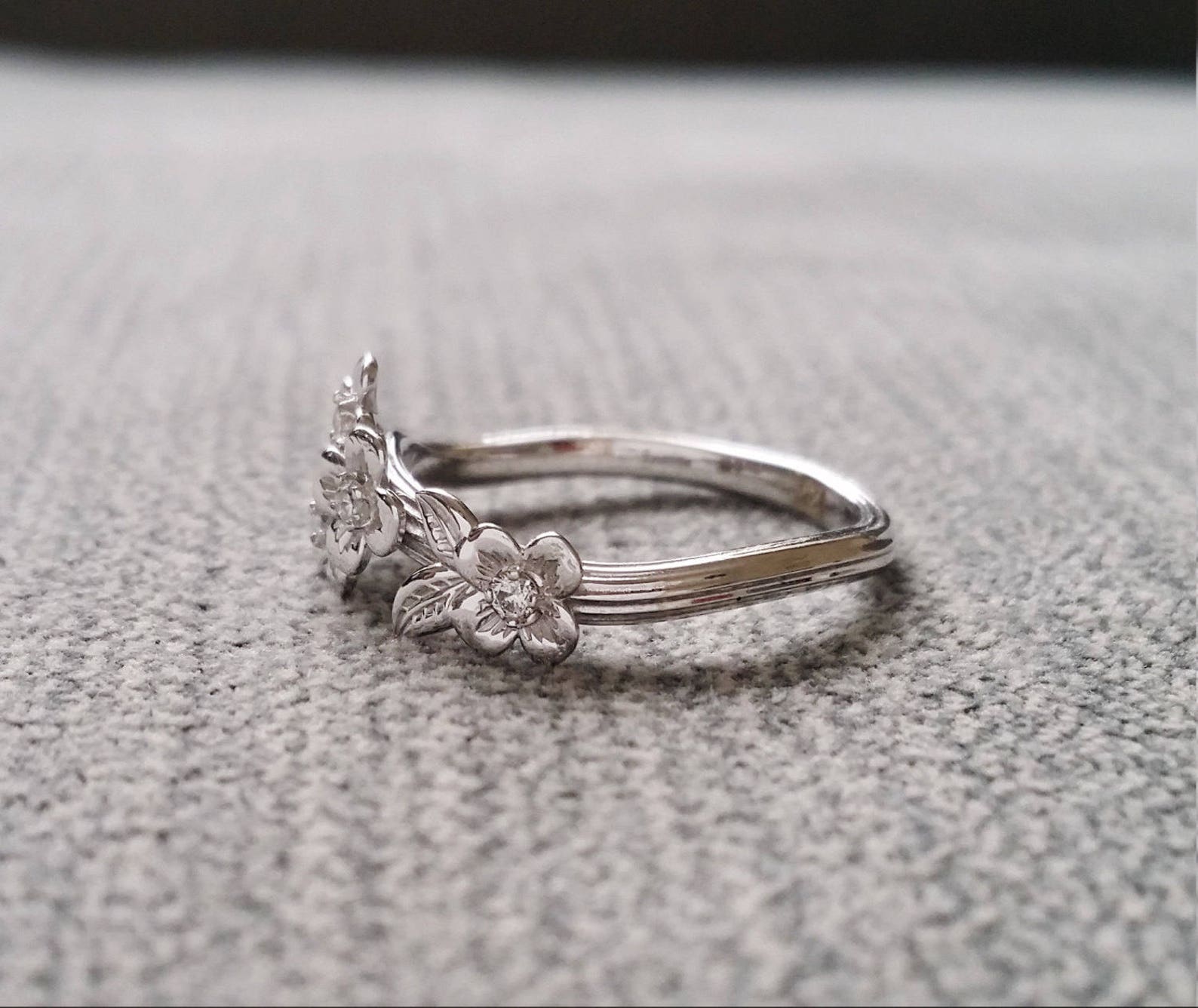 Diamond and Gold Flower Engagement Ring Delicate Floral - Etsy
