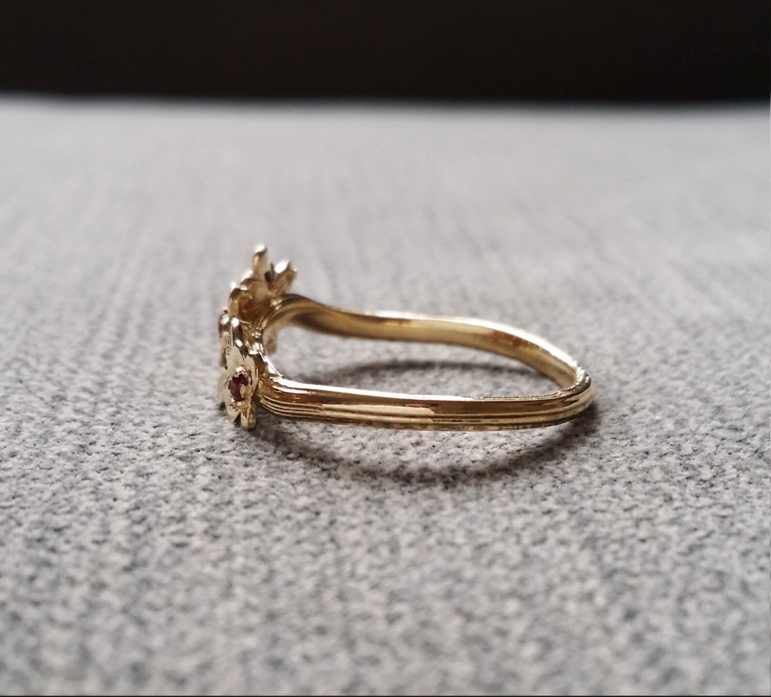 Garnet Gold Flower Engagement Ring Delicate Floral Wedding | Etsy