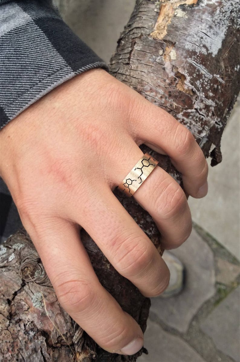 Rustic Mens Wedding Band Ring Chemistry Science Brushed | Etsy