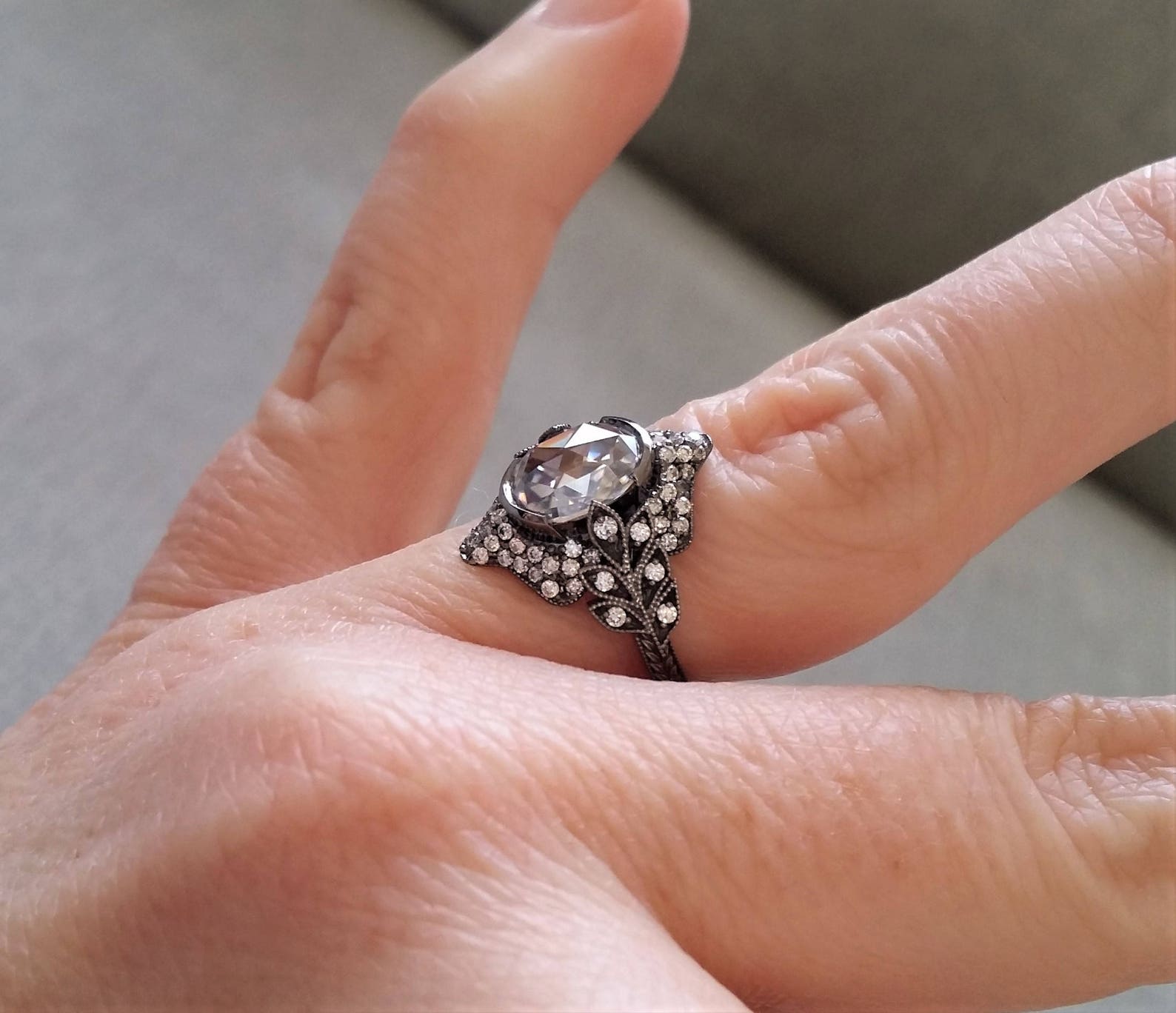 Double Rose Cut All G-H Moissanite Gemstone Engagement Ring | Etsy