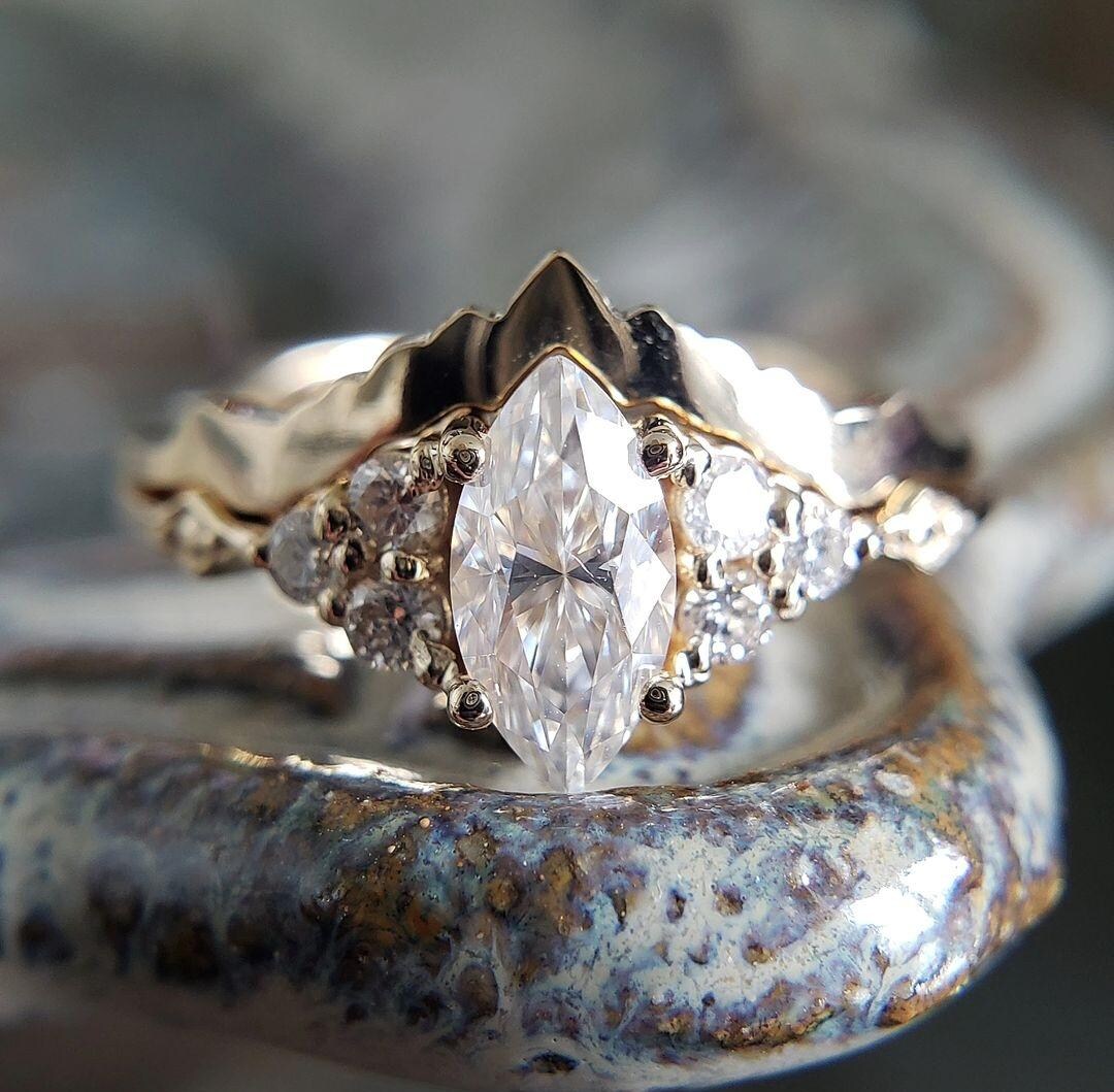 Lab Diamond Ring Antique Engagement Ring Victorian Wedding Ring ...