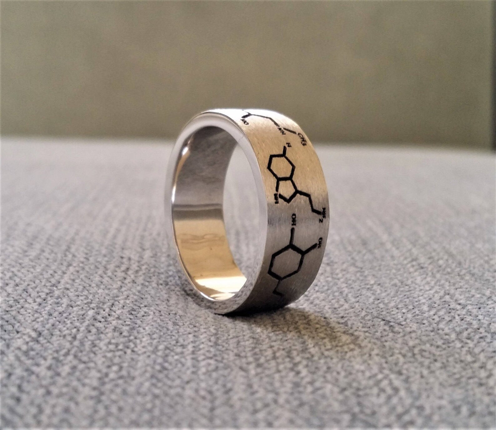 Rustic Mens Wedding Band Ring Chemistry Science Brushed - Etsy