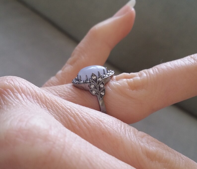 Blue Lace Agate Diamond Gemstone Engagement Ring Periwinkle - Etsy