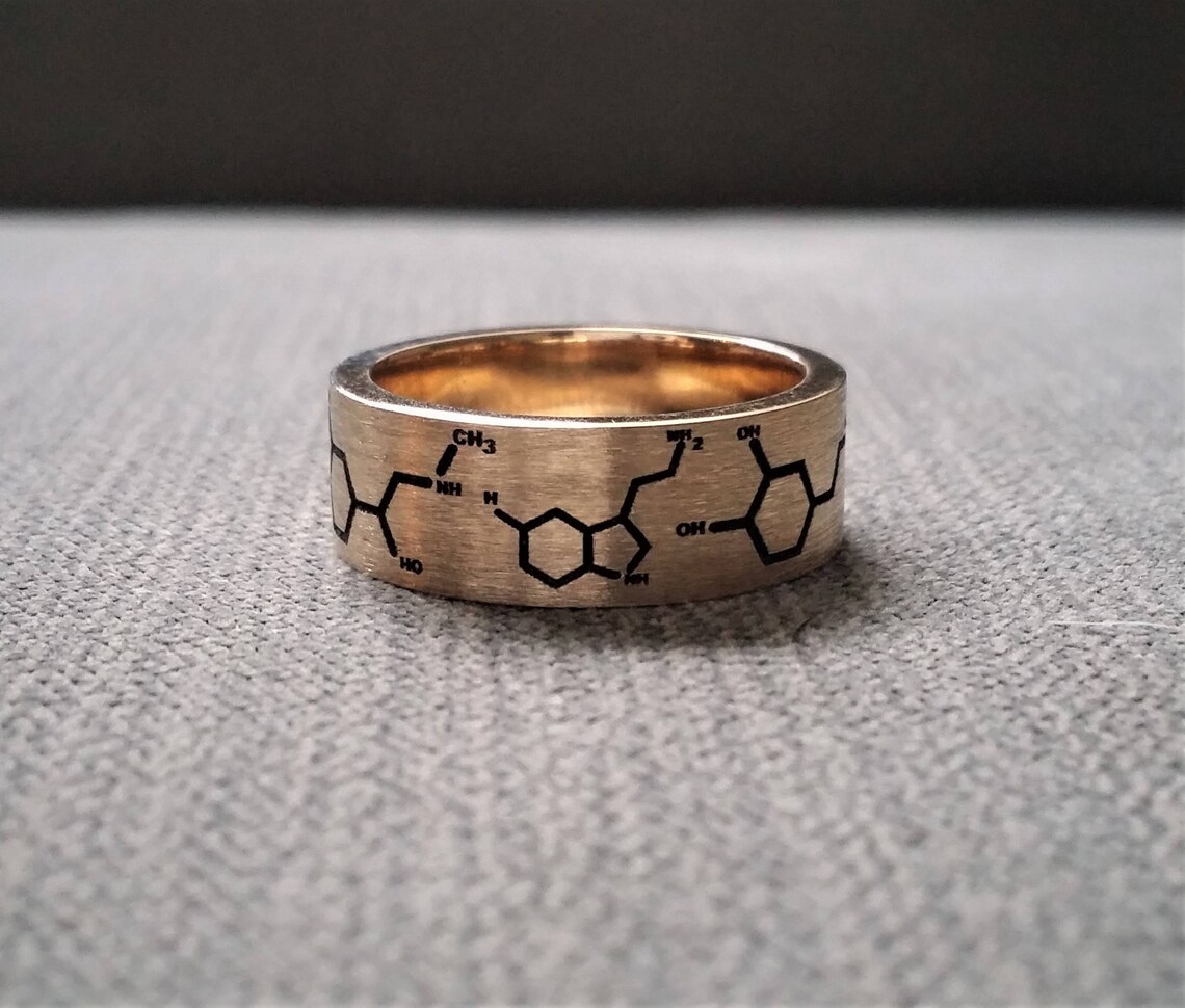 Rustic Mens Wedding Band Ring Chemistry Science Brushed | Etsy