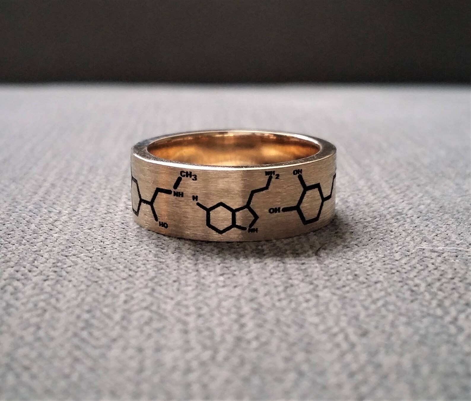 Rustic Mens Wedding Band Ring Chemistry Science Brushed | Etsy
