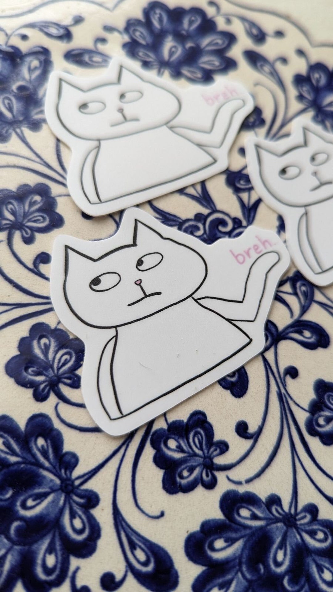 Vinyl Die Cut Sticker Cat Breh Side Eye - Etsy