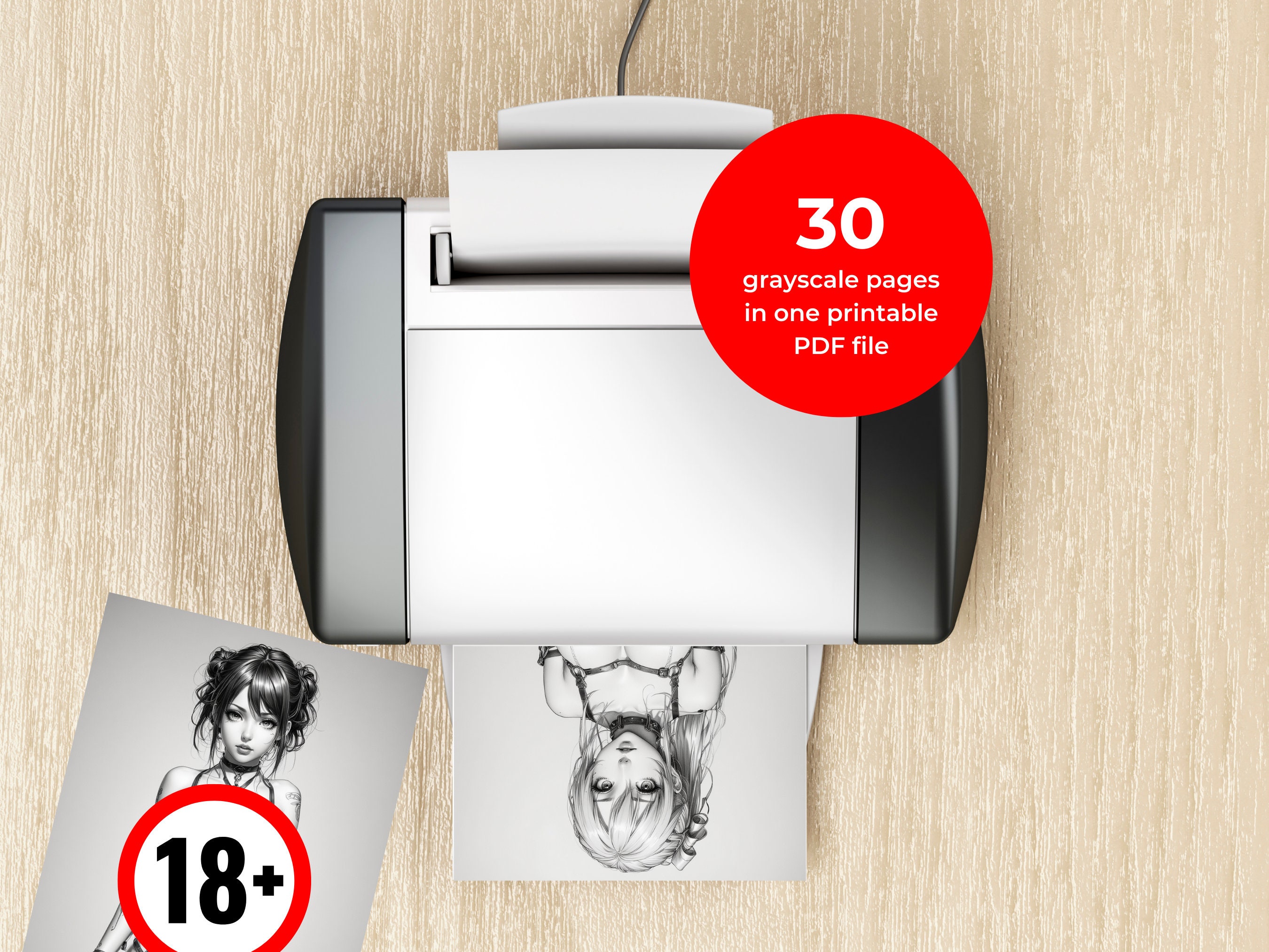 30 Bondage Anime Girls, Grayscale Coloring Pages for Adults, Color Me ...