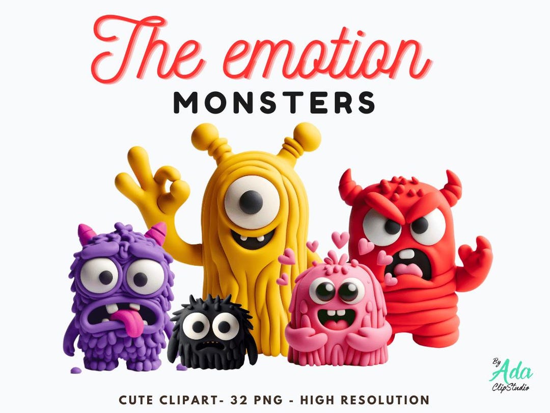 Clay Monster Digital Clipart Collection Colorful Emotion Characters ...