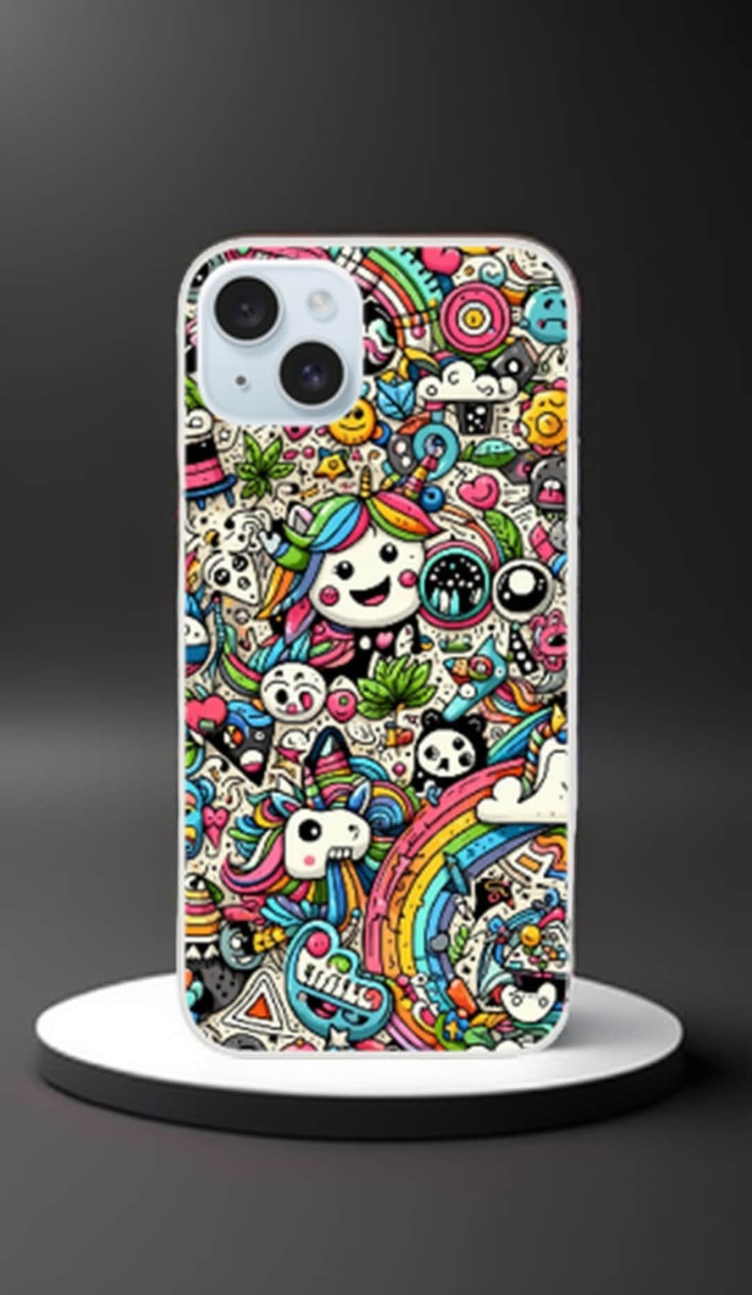 Colorful Doodle Art Phone Case, Fun Cartoon Design for iPhone & Samsung ...