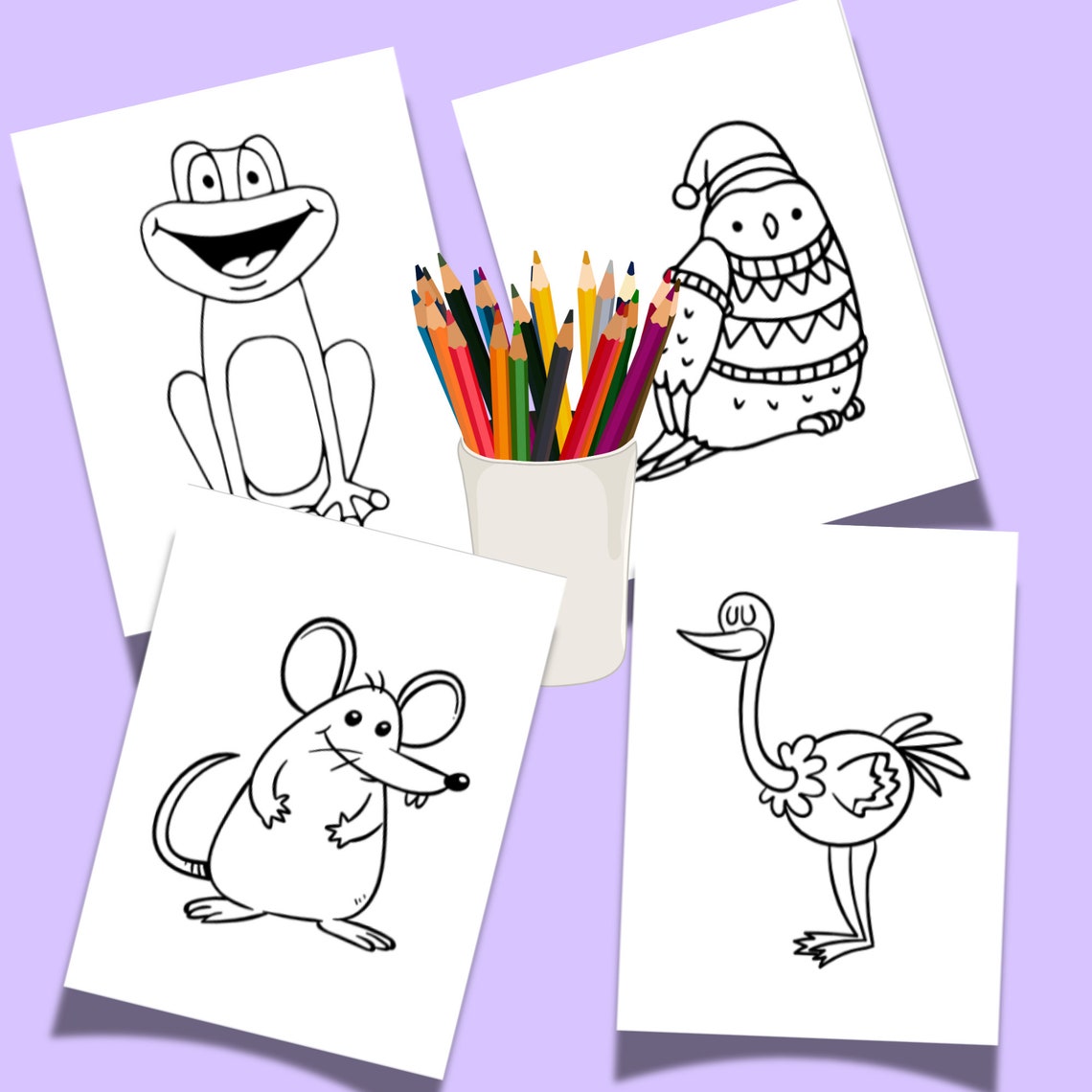 60 Printable Cute Animals Coloring Pages, Toddlers, Kindergarten ...