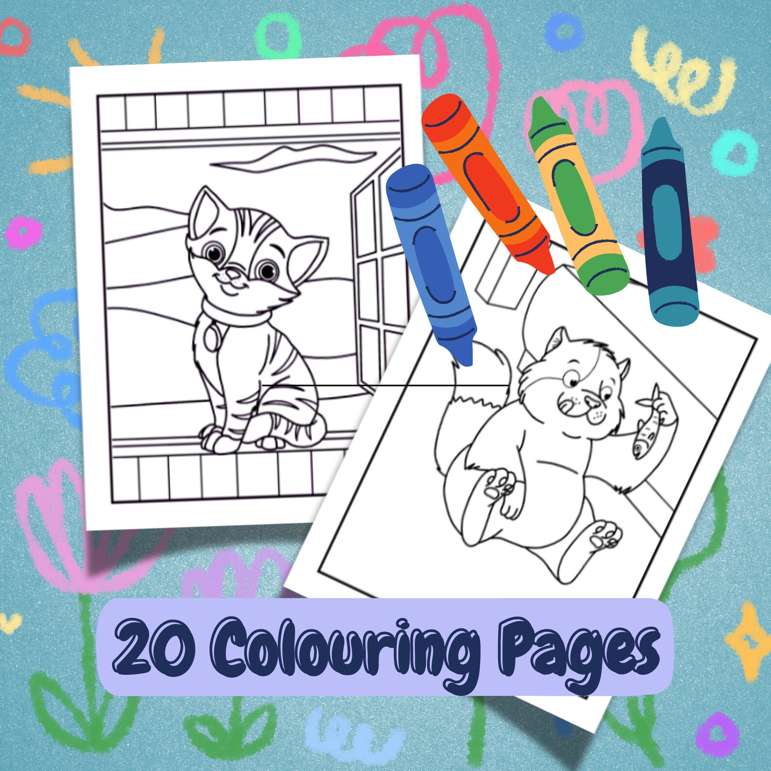 20 Cats Printable Coloring Pages for Kids, Fun Colouring Pages for ...