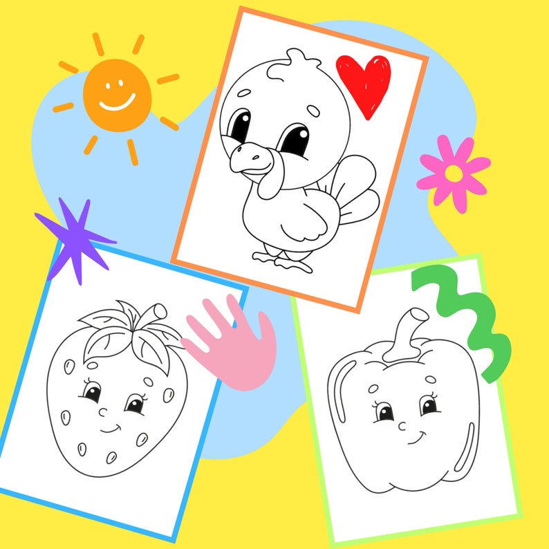 20 Fun and Whimsical Digital Colouring Pages for Kids Printable Art ...