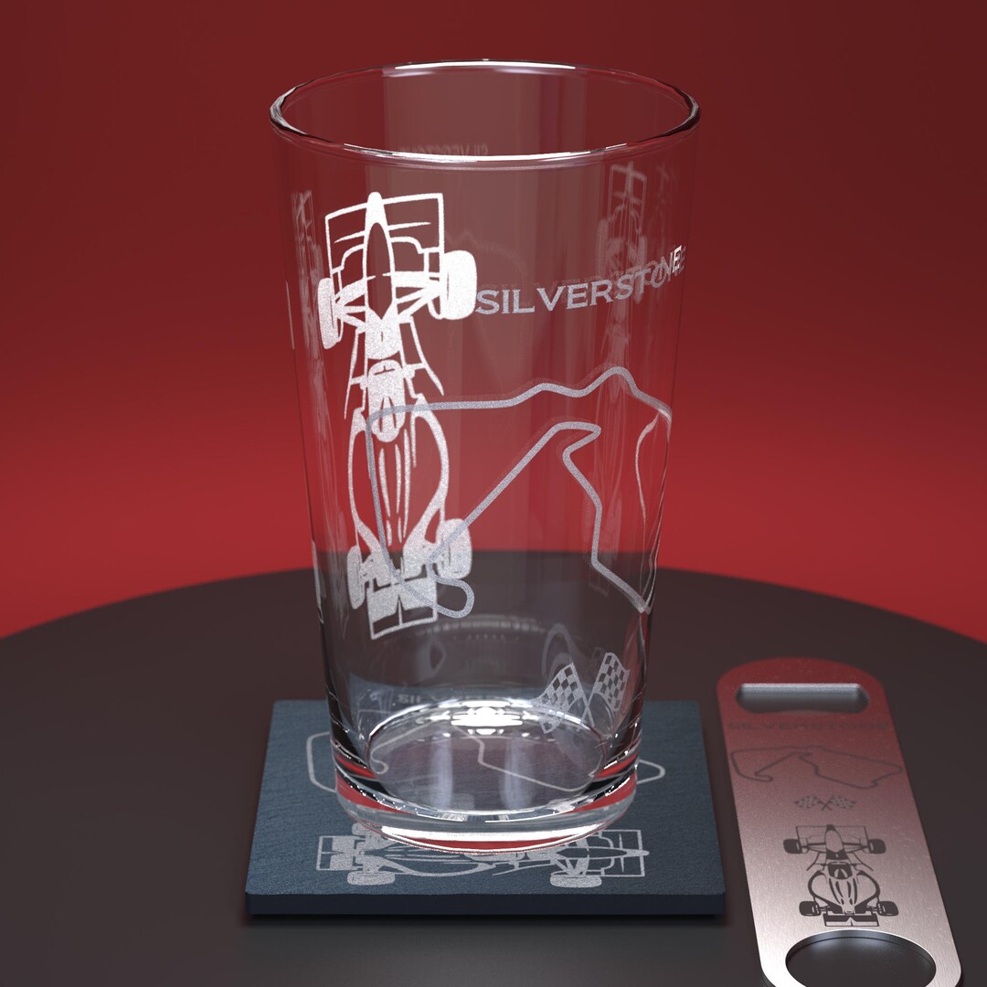 Formula 1 - Silverstone Engraved Pint Glass Set Including Pint Glass ...