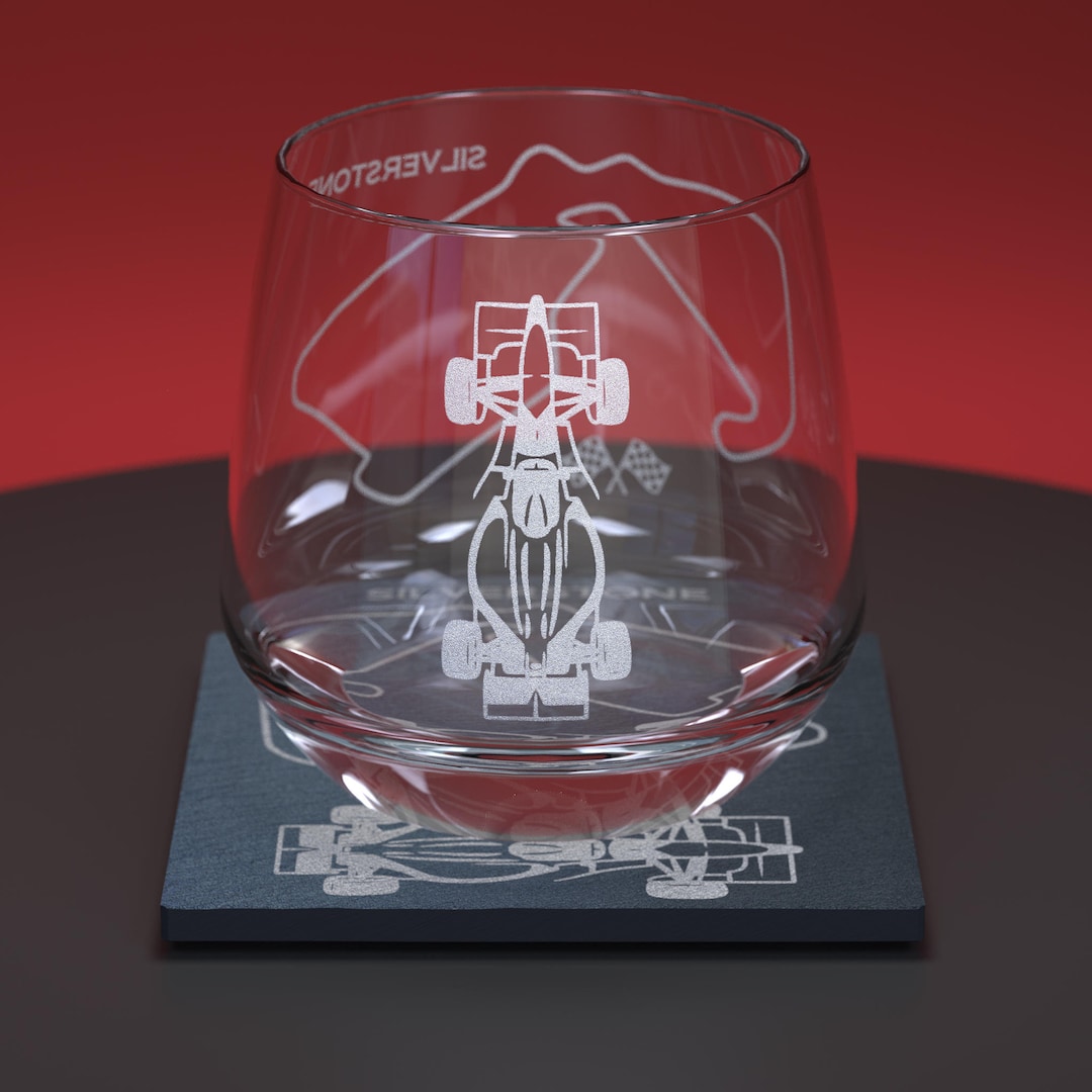 Formula 1 - Silverstone Engraved Glass Tumbler and Slate Coaster Set ... Formula 1 - Silverstone Engraved Glass Tumbler and Slate Coaster Set ...